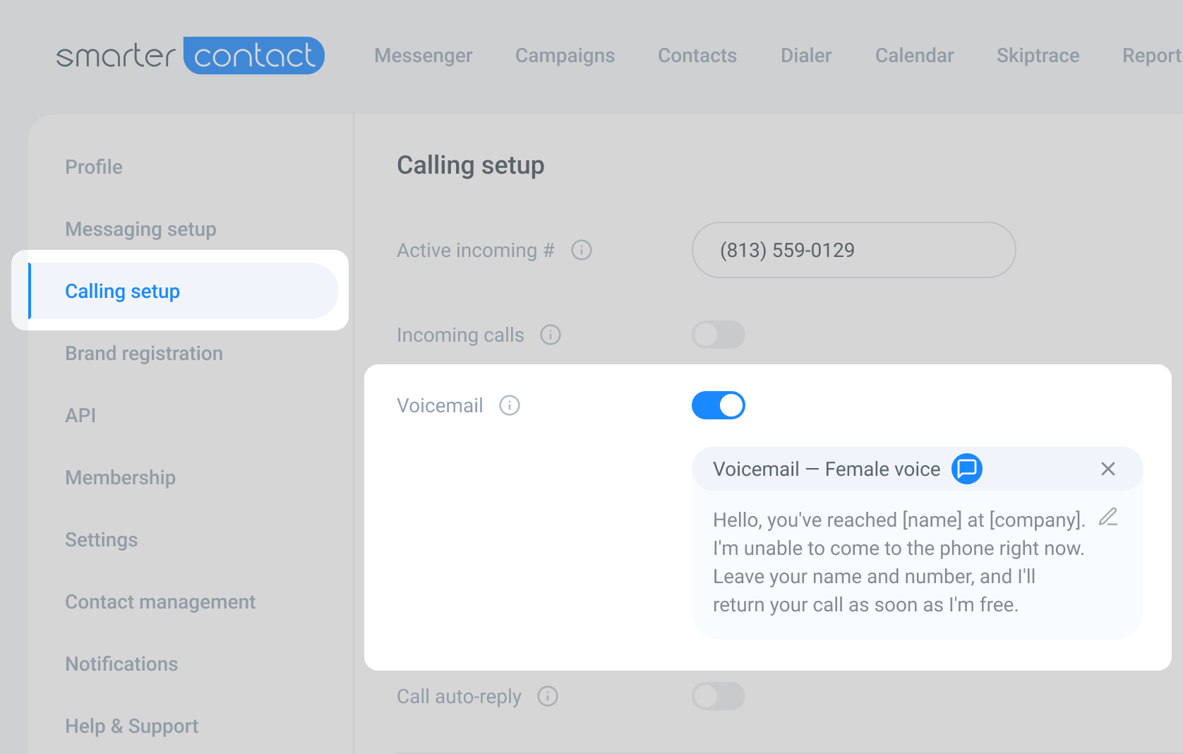 Setting up callbacks and voicemail for the Power Dialer