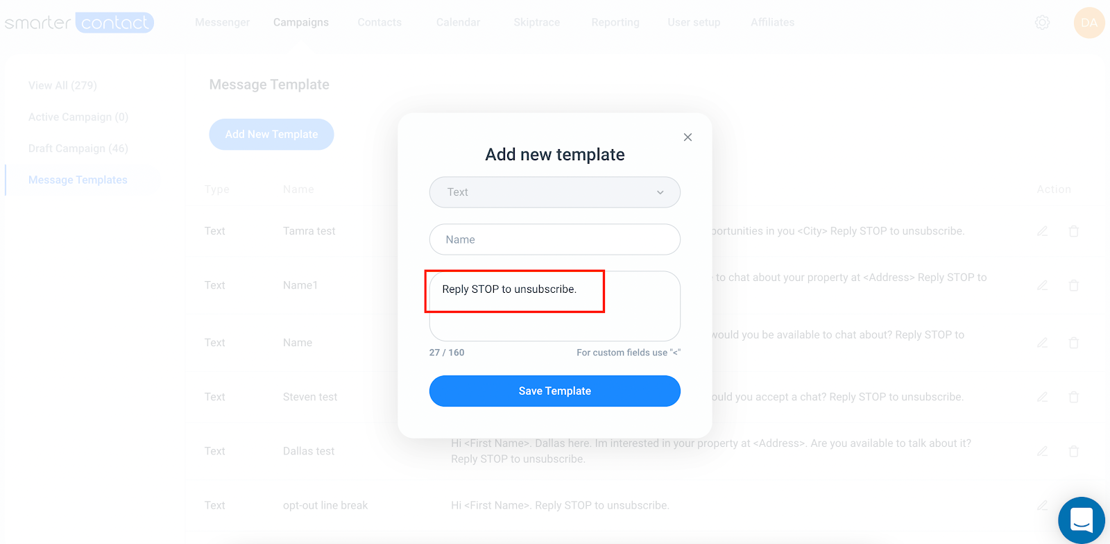 Disabling the Opt-out Language (Reply Stop to...)