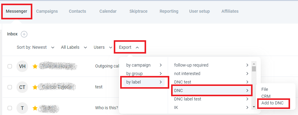 Adding a Phone Number to DNC List